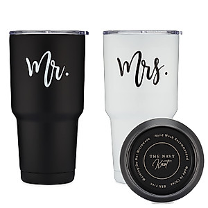 Mr and Mrs Tumbler Set - Travel Tumbler for Newlyweds Couples Wife Bride To Be Newly Engaged Bridal Shower, Insulated Travel Tumbler for Wedding Engagement