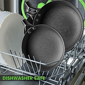 imarku 12 Inch Non Stick Frying Pans with Lid, Long Lasting Cast Iron Skillet, Premium Frying Pan with Stay Cool Handles, Professional Frying Pan Skillet with Lid, Dishwasher Safe, Christmas Gifts