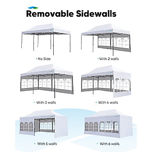 Quictent 10x20 EZ Pop Up Canopy with Sidewall,Heavy Duty Canopy Tent Party Tent for Wedding Outdoor Event,6 Sandbag Included (White)