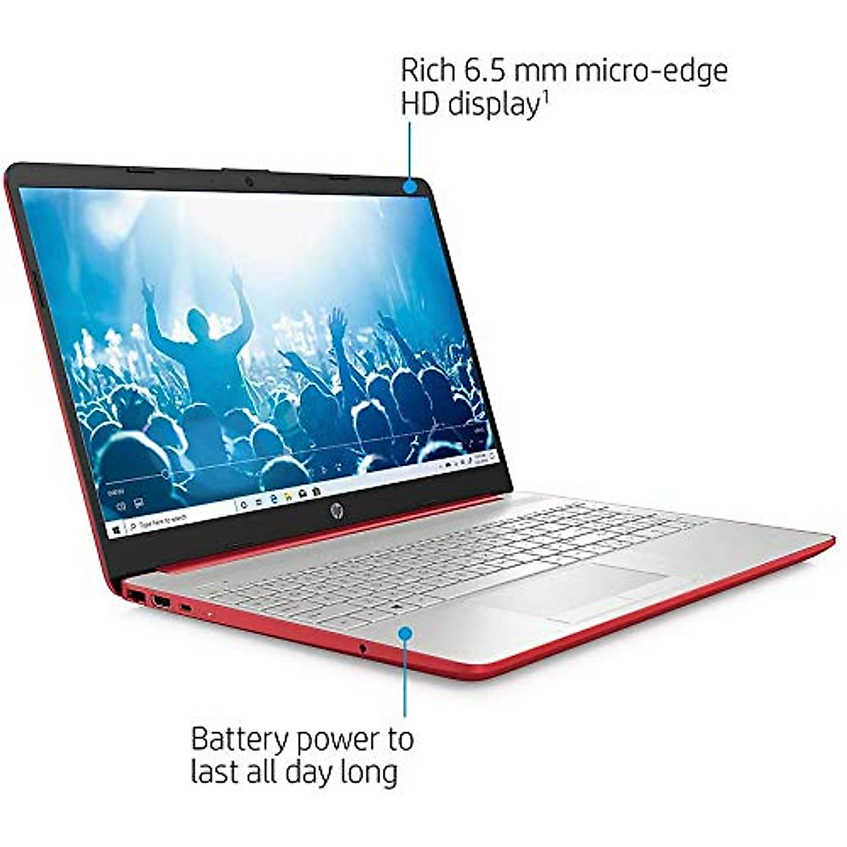HP 2023 15.6" HD Laptop Computer Intel Dual-Core Pentium Gold 6405U 8GB DDR4 128GB SSD Intel UHD Graphics HD Webcam Bluetooth RJ-45 USB-C HDMI Windows 10 Scarlet Red w/RE 32GB USB