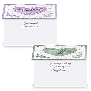 Deluxe Embossed Anniversary Card Value Pack - Set of 16 (8 designs), Large 5" x 7" Wedding Anniversary Cards with Sentiments Inside, White Envelopes