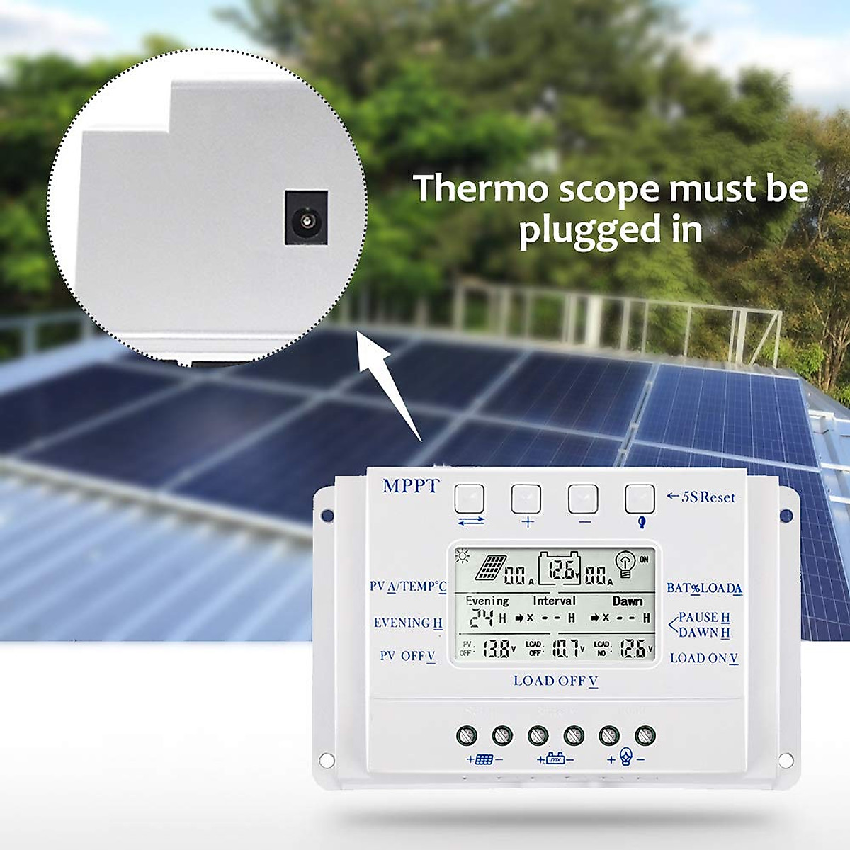 iSunergy Solar Charge Controller 30A Intelligent Solar Panel Battery Voltage Charge Regulator 12V/24V Auto Work with LCD Display for Off Grid Battery Charging