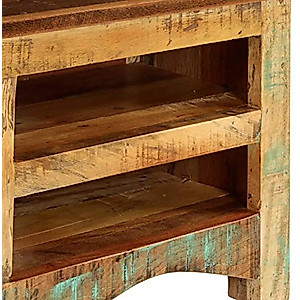 Rustic TV Stand Industrial Vintage Furniture Small Media Storage Cabinet Solid Wood Unit Antique Indian Sideboard Retro Side Low board 2 Drawers 1 Shelf Wooden Farmhouse Style Modern Large Living Room