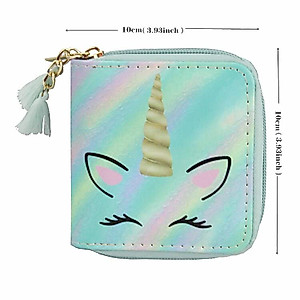 Timlee Cute Rainbow Unicorn Wallet For Girls Kids Zipper Wallet Short Clutch Bag PU Leather Purse,Christmas Gift Women Wallets (0316M)