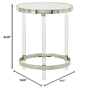 Deco 79 Acrylic Round Accent Table with Mirrored Glass Top, 19" x 19" x 23", Silver