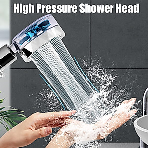 Tnnluku Turbo Hydro Jet Shower Head, 360 Turbo Propeller Head Hydro High Jet Pressure Shower Jet Head - Vortex Shower Head Fan High Pressure with Fan Filter and Pause Switch, Turbo Shower Head Purple