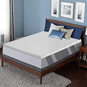 Treaton 1-inch Soft Foam Toppers with Convoluted Egg Shell Design | Extends Mattress Topper Life, Provides Proper Back Support and Relieves Pain, Improves Better Posture, Queen, White