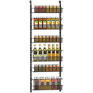 Coonoor 6 Tier Over The Door Pantry Organizer,Adjustable Baskets Closet Organizer Hanging Rack Spice Space Saver,Black