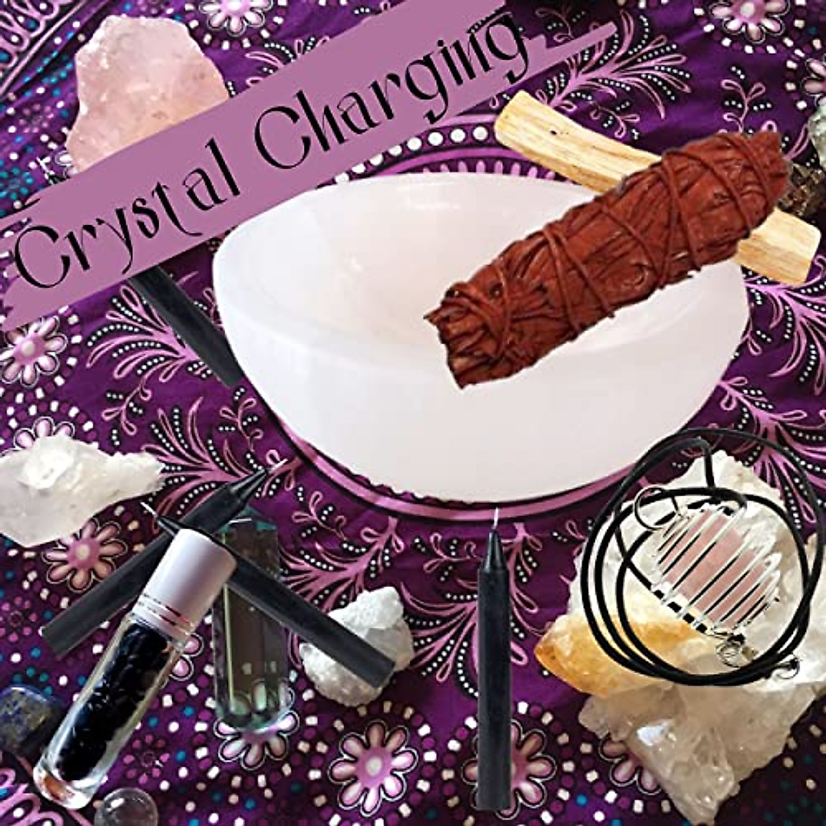 Wiccan Supplies and Tools 11 pc Altar Protection Kit for Wicca Spells, Rituals, Witchy Gifts Witchcraft Decor, Pagan Supplies, Wiccan Starter Kit - Ceremonial Magick Wiccan Gifts (Selenite Bowl Set)