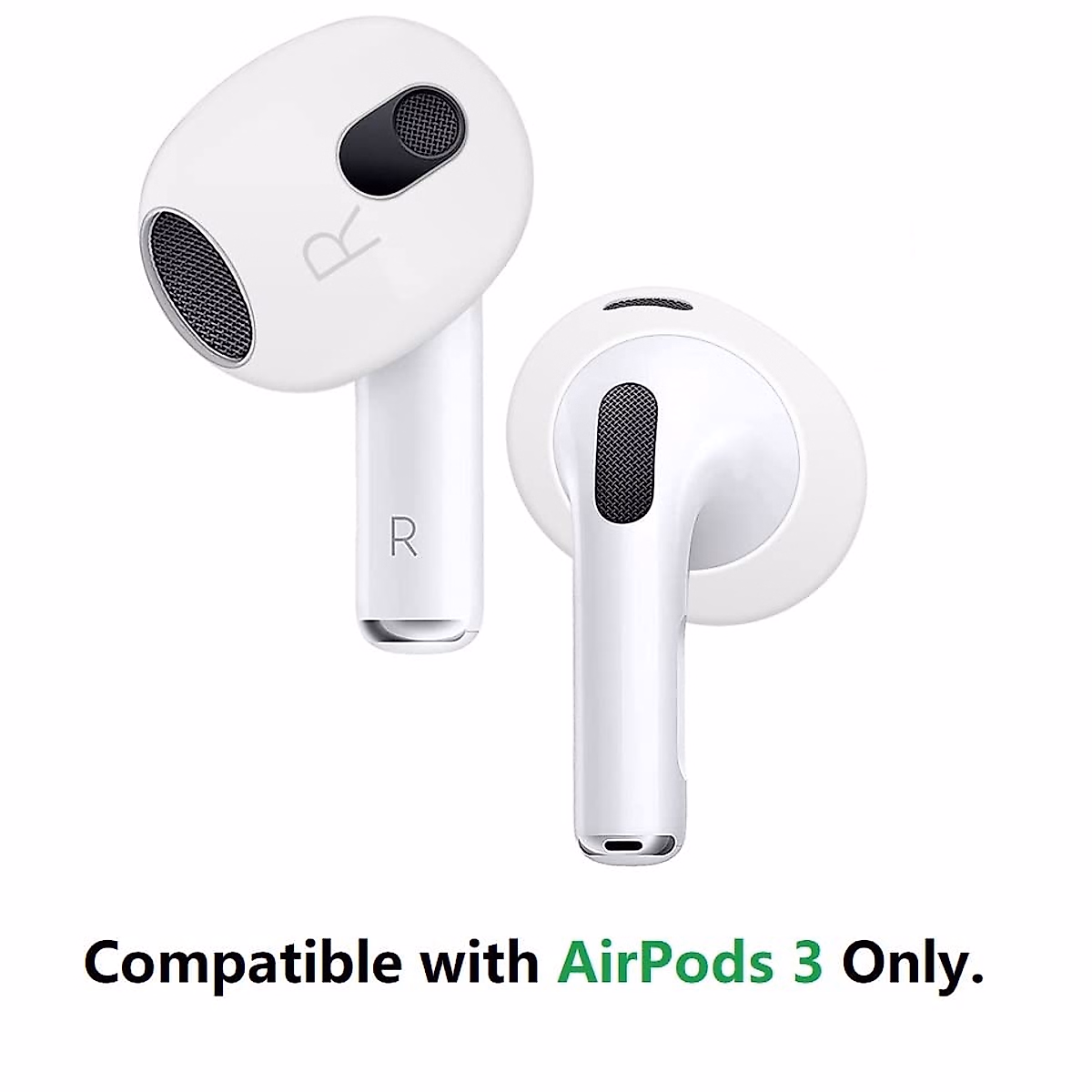 BLLQ Fit in Case AirPod 3 Eartips Covers Anti-Slip Earuds Cover Silicone Compatible with AirPods 3【 Fit in The Charging Case 】 3 Pairs White 3pwa3