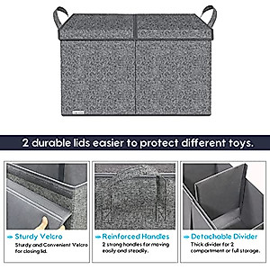 Friday Monkey Large Toy Storage Box Organizer with Removable Lids & Reinforced Handles 2 Pack, Sturdy Collapsible Toys Chest Bin Basket for Kids, Boys, Girls Room, 25x13x16inch, Dark Grey, ZMBCWJX2P