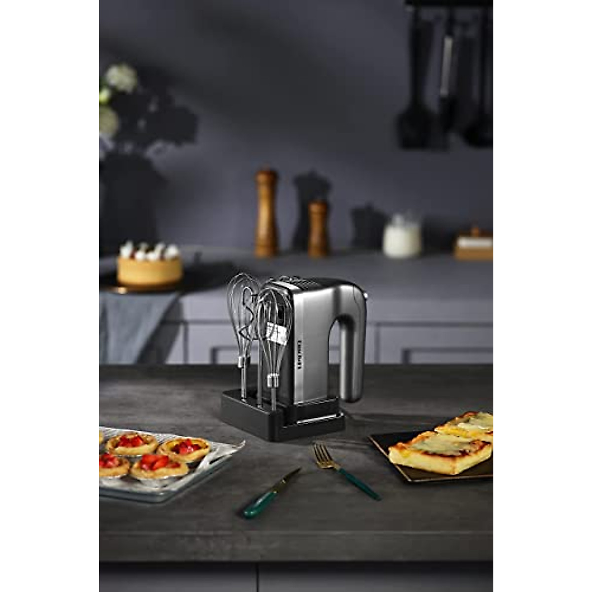 DmofwHi Hand Mixer Electric with Timer and Digital Screen,9-Speed Mixer Electric Handheld with 6 Stainless Steel Accessories,400W Powerful Electric Hand Mixer with Storage Case(Silver)