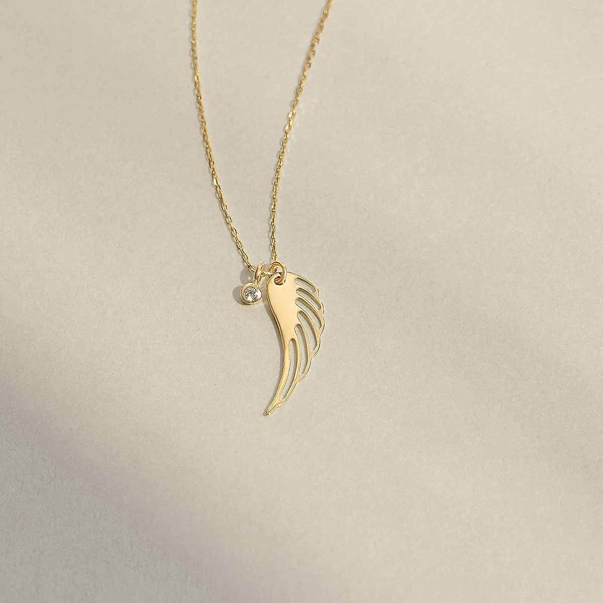 Diamond Angel Wing Necklace | 14k Yellow Gold Guardian Angel Necklace for Women | 14k Solid Gold Wings Pendant Necklace | Dainty Christian Jewelry | Gifts for All Occasion, 18"
