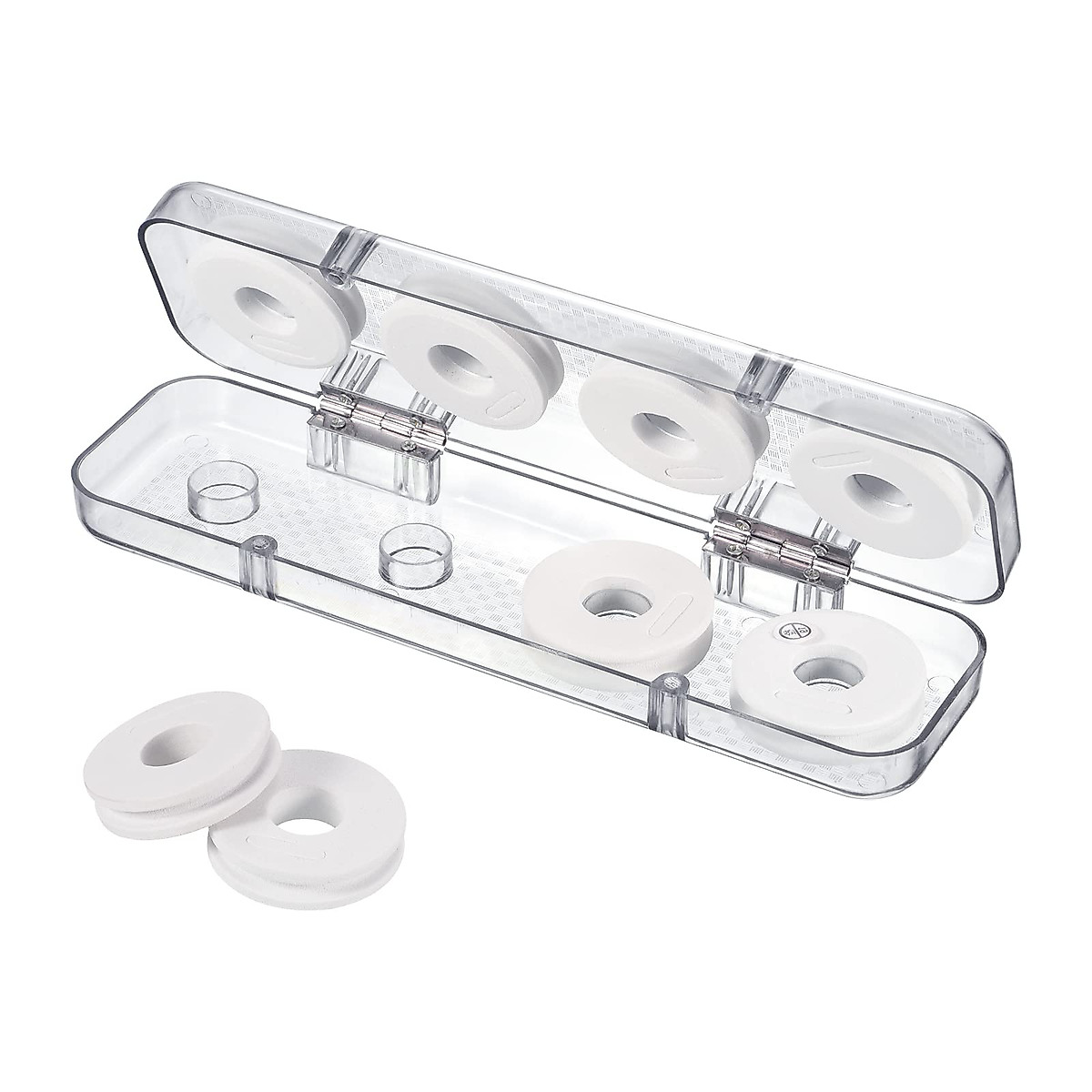 PATIKIL 1.77 Inch Fishing Line Spool, 1 Set/8 Pack EVA Foam Fishing Winding Board Plates Fly Fishing Gear Organizer with Case for Fishing Line Storage, White
