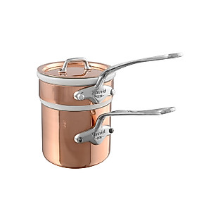 Mauviel M'150 S Copper Tinned Bain Marie With Lid, And Cast Stainless Steel Handle, 0.9-qt, Made in France