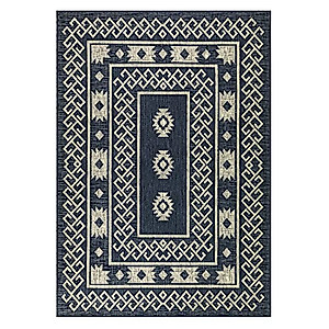 Antep Rugs Patio 8x10 Outdoor/Indoor Southwest Aztec Native Area Rug (Blue, 7'10" x 10')