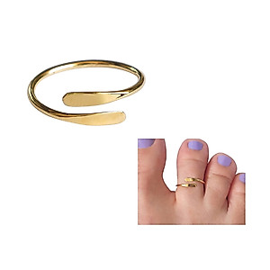 Handmade Gold Wrap Band Adjustable Toe Ring, Yellow Gold Plated over Sterling Silver, Thin Dainty Open Toe, Pinky or Knuckle Rings for Women, By MiYa Jewelry Creations