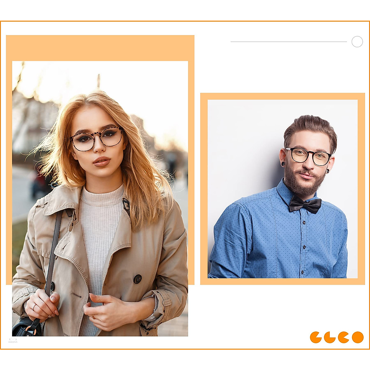 IBOANN 3 Pack Blue Light Blocking Glasses Women/Men, Round Fashion Retro Frame, Vintage Fake Eyeglasses with Clear Lens (Black & Leopard & Transparent)