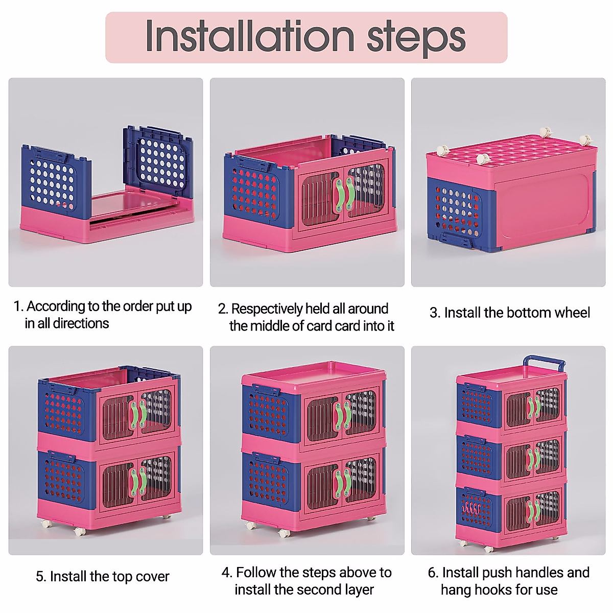 XCBYT Storage Bins with Lids - 3 Tier 36 Gal Collapsible Stackable Storage Bins Plastic Foldable Box Storage with Wheels Closet Organizers and Storage for Bedroom Studyroom Office