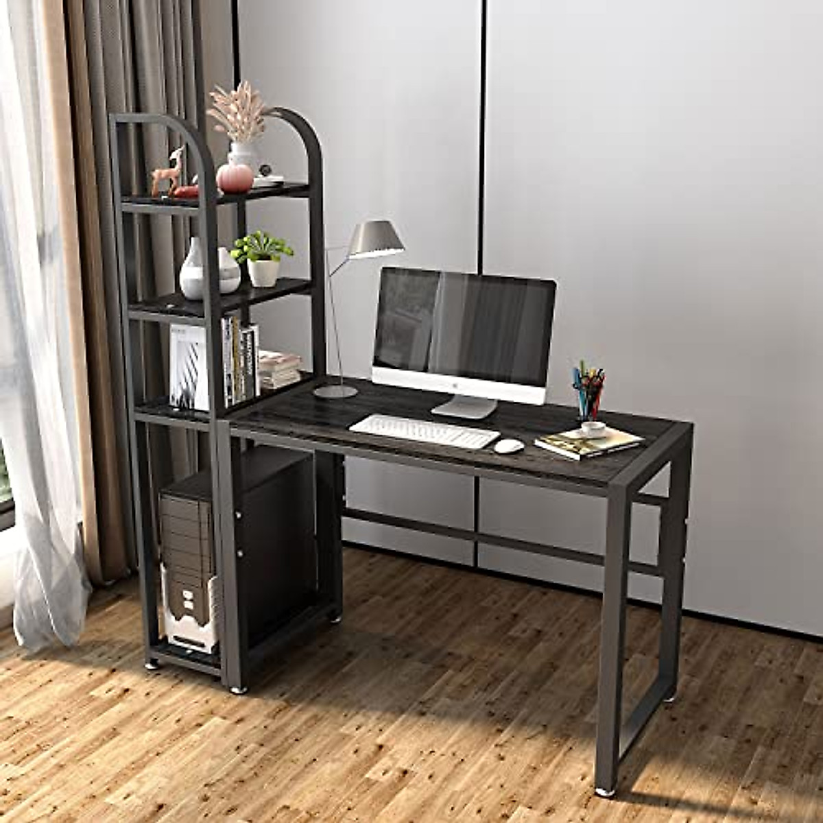 Computer Desk, Home Office Desk with Storage Shelves, 50 inch Study Writing Desk for Home Office, Computer Table Office Table Study Table Study Desk with Shelves, by DYAO, 50.2x19.7x28-55.9 inches