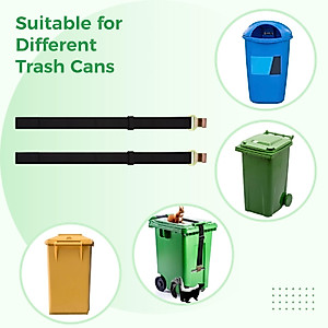 2 PCS Trash Can Locks, Universal Garbage Can Lid Lock, Heavy Duty Adjustable Trash Can Lid Lock with Metal Claw, Outdoor Trash Can Strap for Raccoons Squirrels Dogs Mice Prevent Strong Wind