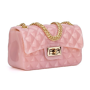 Olivia Miller Women's Fashion Finn PVC Jelly Pink Gradient Pattern Small Crossbody Bag w Convertible Strap, Evening Everyday Casual Work Purse Handbag