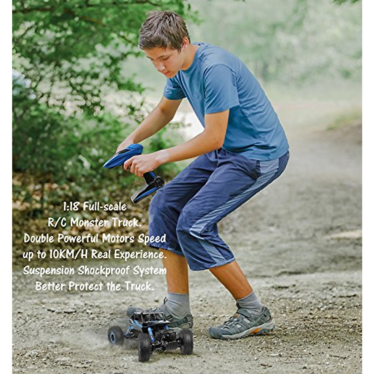 Click N' Play Remote Control Car 4WD Off Road Rock Crawler Vehicle 2.4 GHz, Blue