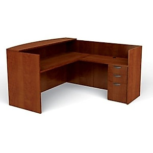 Offices To Go L Shaped Reception Desk W/Drawers W/Transaction Top 71" W X 30" D X 42" H Reception Return 42" W X 24" D X 42" H - American Espresso