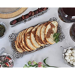 Arthur Court Western Pattern Concho Bread / Snack Serving Tray Parties Bar Dish - Cowboy / Cowgirl Silver Aluminum 6 inch x 12.25 inch