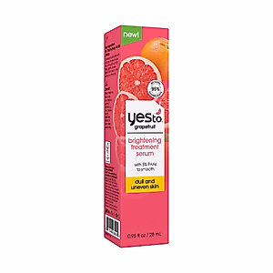 Yes To Grapefruit Treatment Serum, Brightening Lightweight Formula To Loosen Dead Skin Cells, Smooth Complexion & Tone Skin, With Vitamin C & PHAs, Natural, Vegan & Cruelty Free, 0.95 Fl Oz