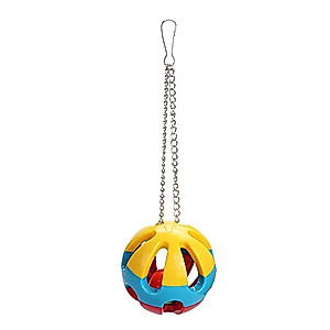HappyToy 4pcs Bird Parrot Toys Play Set for Bird Cage, Colorful Chewing Hanging Swing Toy Bells, Ladder Swing for Small Parrots, Macaws, Parakeets, Conures, Cockatiels, Love Birds (Bird Swing Set3)