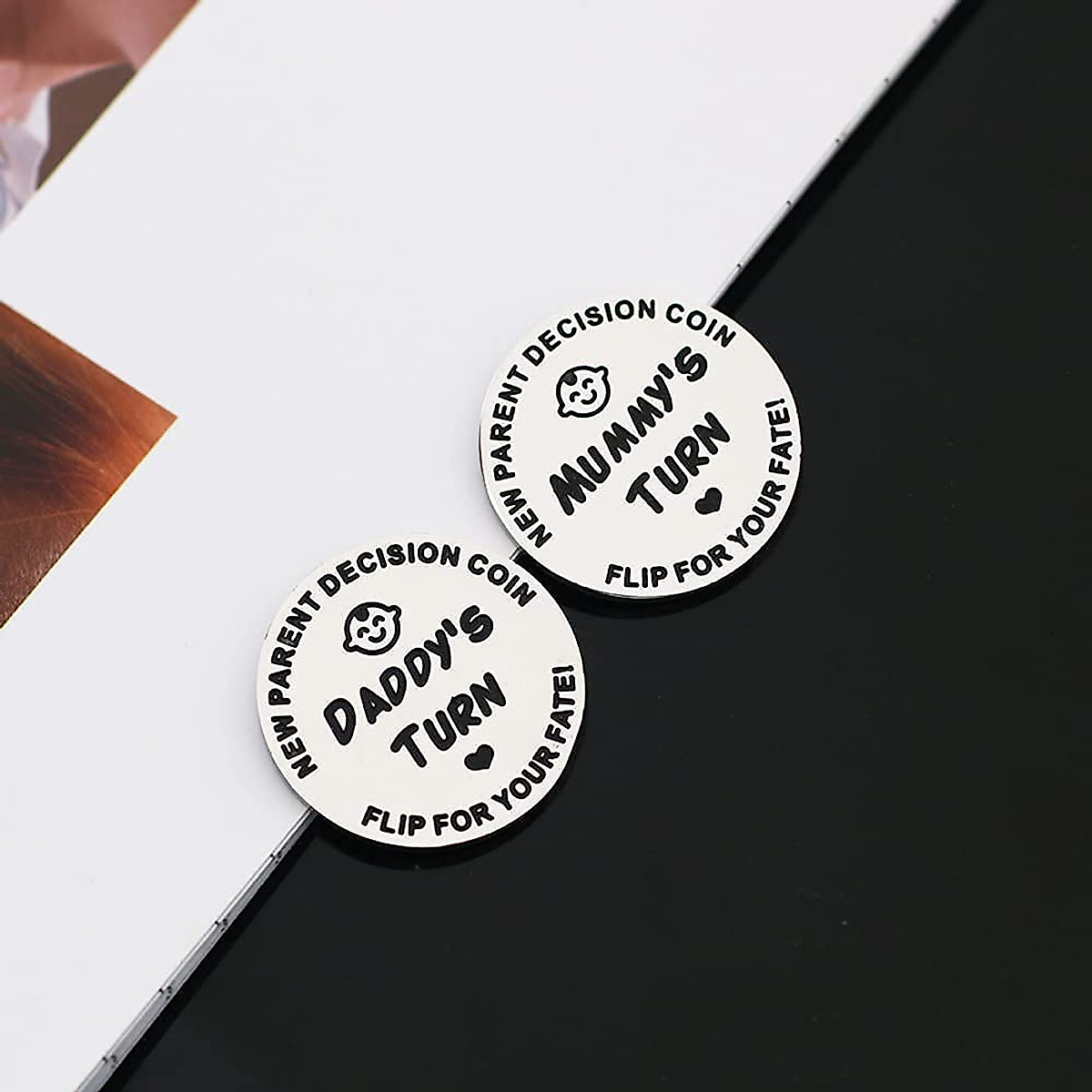 New Dad Mom Gifts Funny Decision Making Coin, New Baby Gift for Parent Mummy Daddy Pregnancy Women First Time to be Moms Dads Mother's Day Father's Day Gifts Double Sided