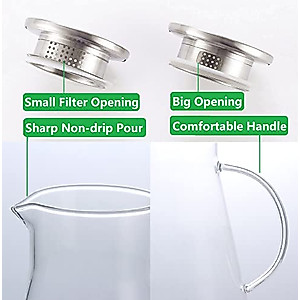 Tbgllmy 2 Liter 68 Ounces Glass Pitcher With Lid, Hot&Cold Water Pitcher With Handle, for Homemade Fruit Beverage, Juice, Iced Tea and Milk