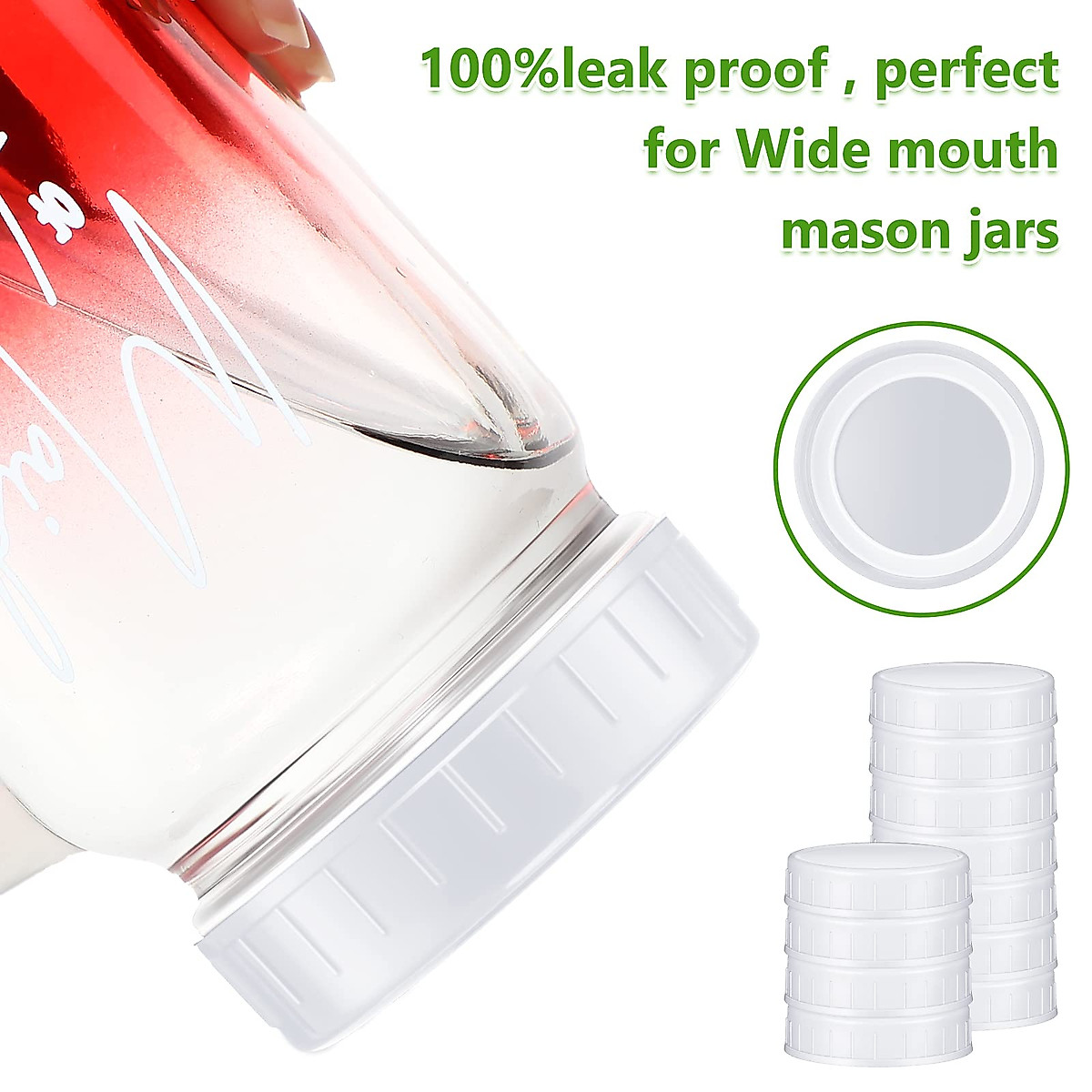 30 Pcs Mason Jar Plastic Lids Regular Mouth Plastic Storage Caps with Rubber Seal Replacement Plastic Lids for Mason Jars Canning Jars and More (70 mm, White)