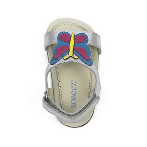 Robeez First Kicks Baby Girl and Unisex Sandals for Infant/Toddlers - Nakai White - 9-12 Months