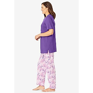 Dreams & Co. Women's Plus Size Graphic Tee PJ Set - 2X, Waterfall Paisley