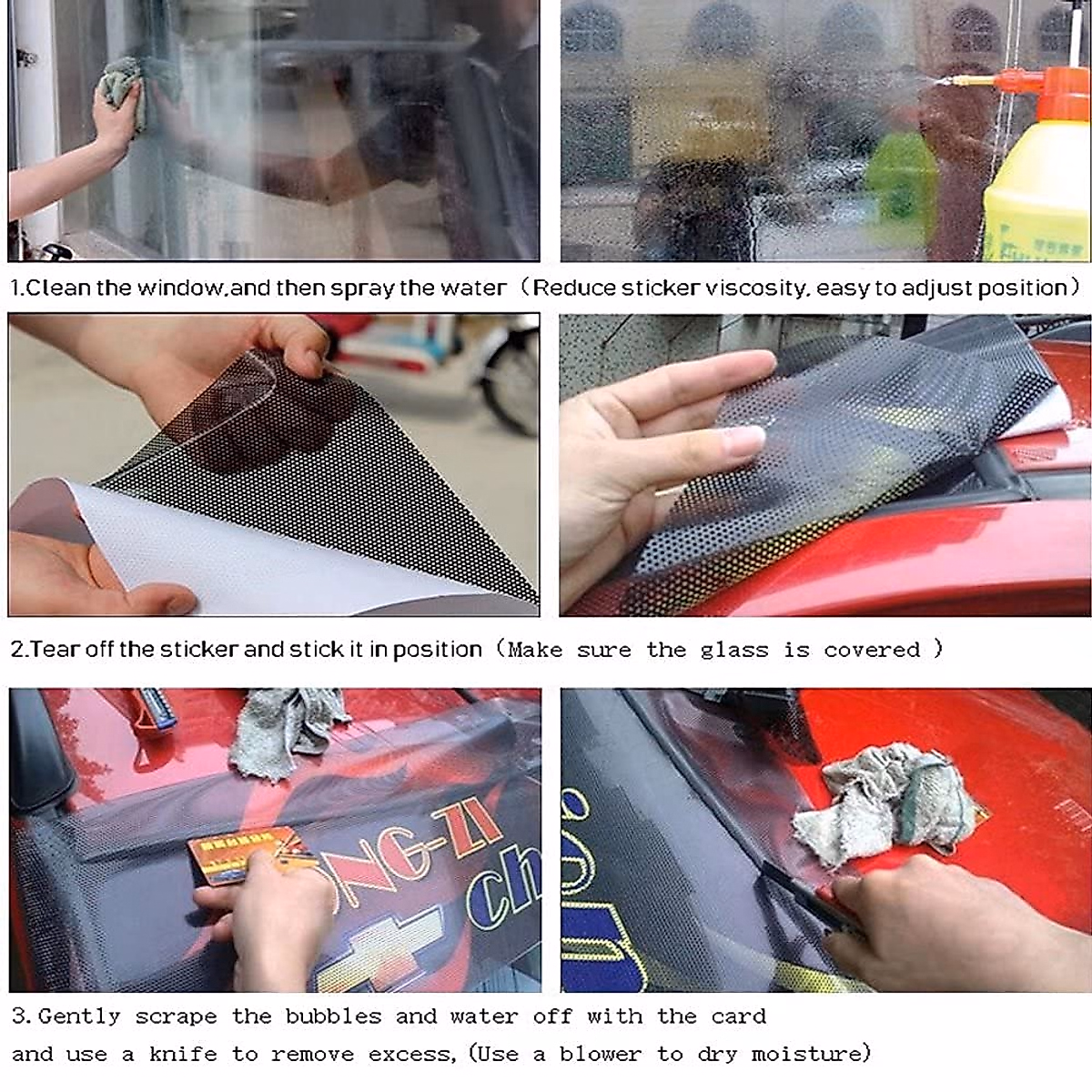 Hoa Forest Wolf Truck Rear Window Decal Tint Perforated Vinyl Graphic,Car Back Window Sticker,Animal Panel Decals Truck SUV Van 65x20inch