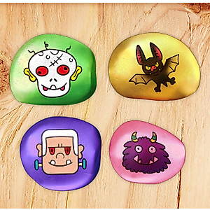 JOYIN 52 Pcs Halloween Craft Kid Wooden Magnet Creativity Arts & Crafts Painting Kit, DIY Rock Painting Craft Kits for Kids Halloween Party, Birthday Parties and Toddler Crafts