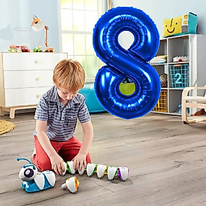 40 Inch Blue Number 8 Balloon Extra Big Size Jumbo Mylar Foil Helium Balloons 8 for Birthday Party Celebration Decorations Graduations 8th Anniversary Baby Shower Supplies Engagement