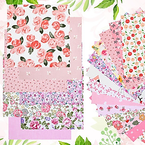 Tatuo 30 Pcs 10" Pink Theme Quilting Cotton Fabric Squares Floral Precut Fabric Square Sheets for Sewing Scrapbooking DIY Craft Patchwork