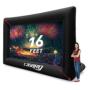 Inflatable Projector Screen - Outdoor Movie Screen Blow Up for Movie Parties Backyard Outside, Inflatable Screen with Air Blower and Carry Bag, Front and Rear Projection (16FT with Blower)