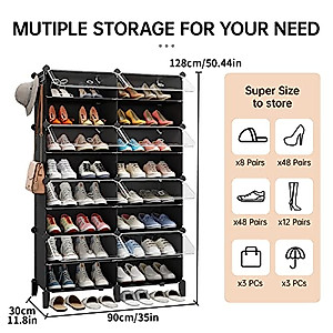 MAGINELS Shoe Rack Organizer for Entryway Closet Expandable 32 Pairs 8 Tier Shoe Storage Cabinet Narrow Standing Stackable Space Saver Shoe Rack for Entryway, Hallway and Closet,Grey