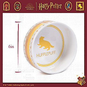 Harry Potter Hufflepuff Bowl for Pets | Harry Potter Dog or Cat Feeding Bowl | 3.5 Cups or 28oz Capacity Ceramic Dishwasher Safe Pet Dish, Yellow Hufflepuff Pet Dish