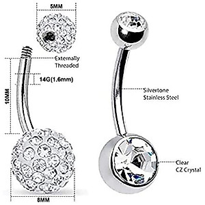 5 PCS 14G Stainless Steel Belly Button Rings for Women Girls, YEELONG 5 Style Silver Navel Piercing Body Piercing Jewelry