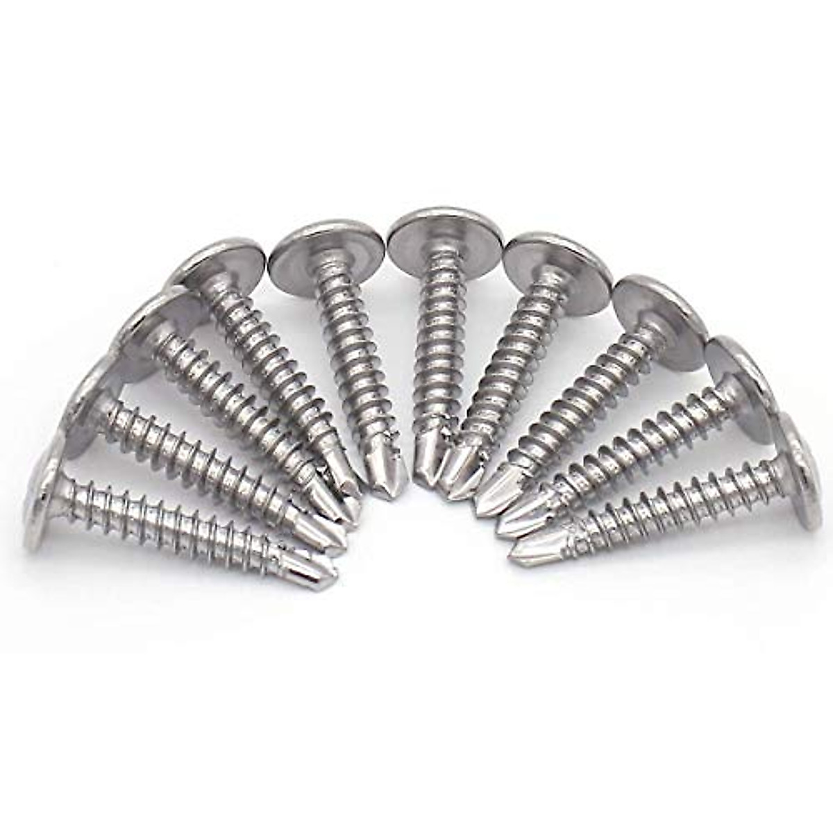 L-A #8 x 1-1/4" 410 Stainless Steel Wafer Head Phillips Self Drilling Screws Sheet Metal Tek Screws, Modified Truss Head Self Driller (50 Pcs;4.2 x 32mm)