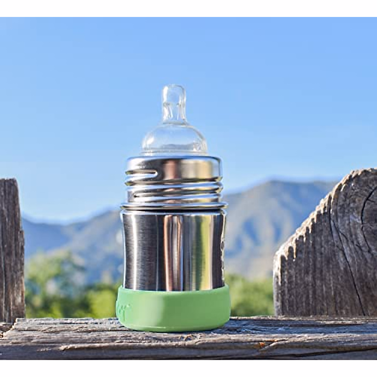 Pura Kiki Silicone Bottle Bumper - Plastic-Free, Medical-Grade, Protective, Anti-Slip Bottom Cover Compatible w/Pura Stainless Bottles 5oz, 9oz & 11oz (Moss and Mint)