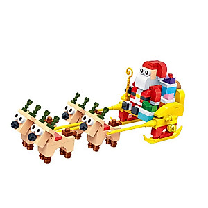 Apostrophe Games Santa's Sleigh Building Block Set - 258 Pieces - Santa Claus Christmas Sleigh with Reindeer - Perfect Stocking Stuffer