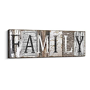 Quotes Wall Art Decor, Family Decorative Signs Inspirational Motto Canvas Prints (With Solid Wood Inner Frame) (Family, 6 x 17 inch)