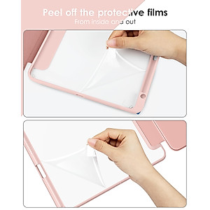 DTTOCASE for iPad 10th Generation Case 2022, 10.9 Inch Case with Clear Transparent Back and TPU Shockproof Frame Cover [Built-in Pencil Holder, Support Auto Sleep/Wake] -Rose Gold