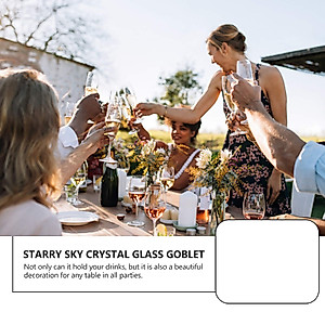 NUOBESTY Glass Wine Goblet Wine Flutes Starry Pattern Water Glasses Banquet Cocktail Cups Red Wine Goblets Drinking Cup for Bar Home Wedding Party Banque